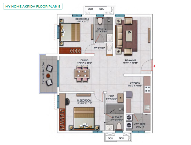 My Home Akrida - 2,2.5 & 3 BHK Apartments in Gopanapalli, Hyderabad
